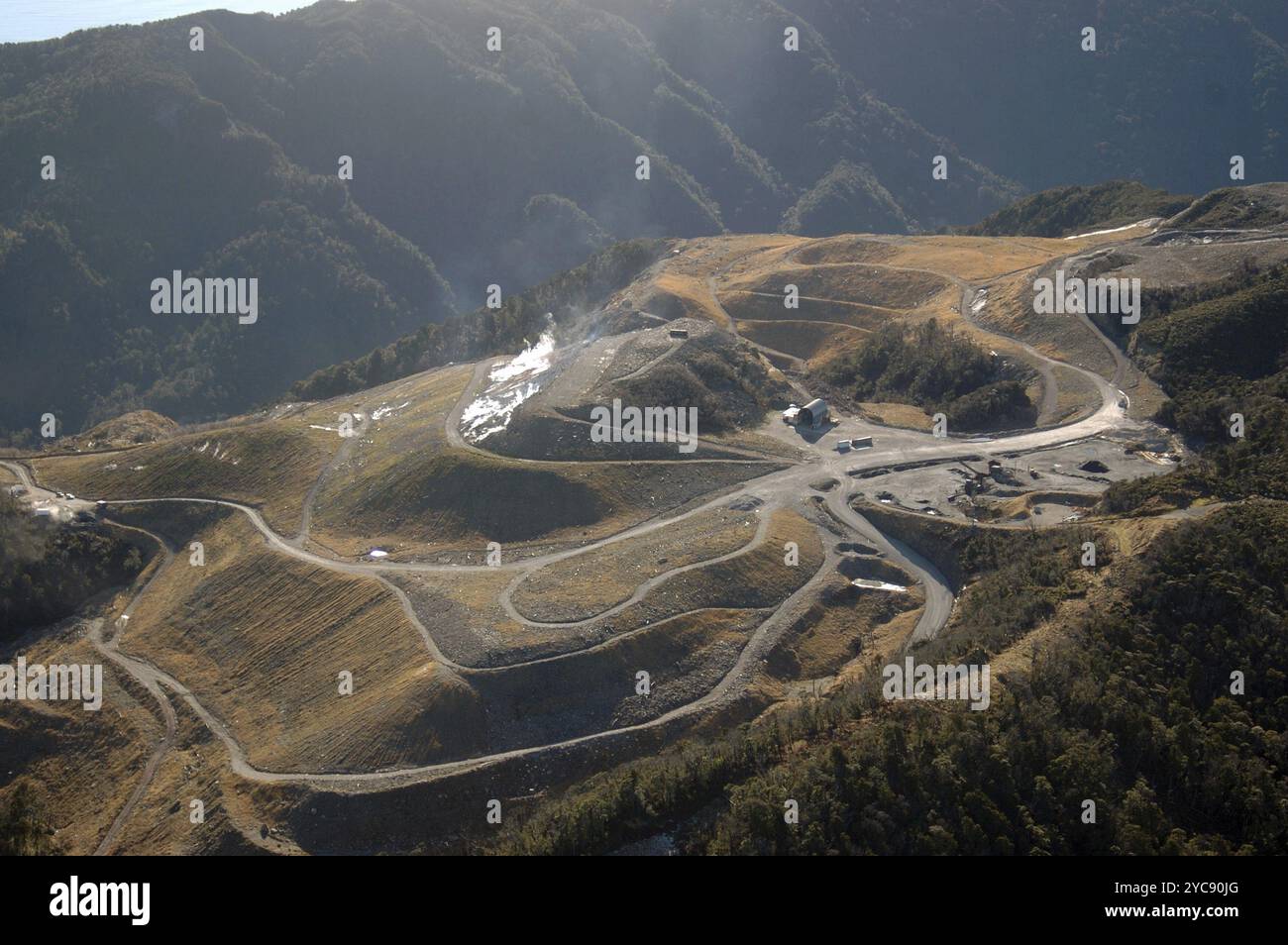 Smoke rises from burning coal at Strongman Coal Mine, West Coast, South ...