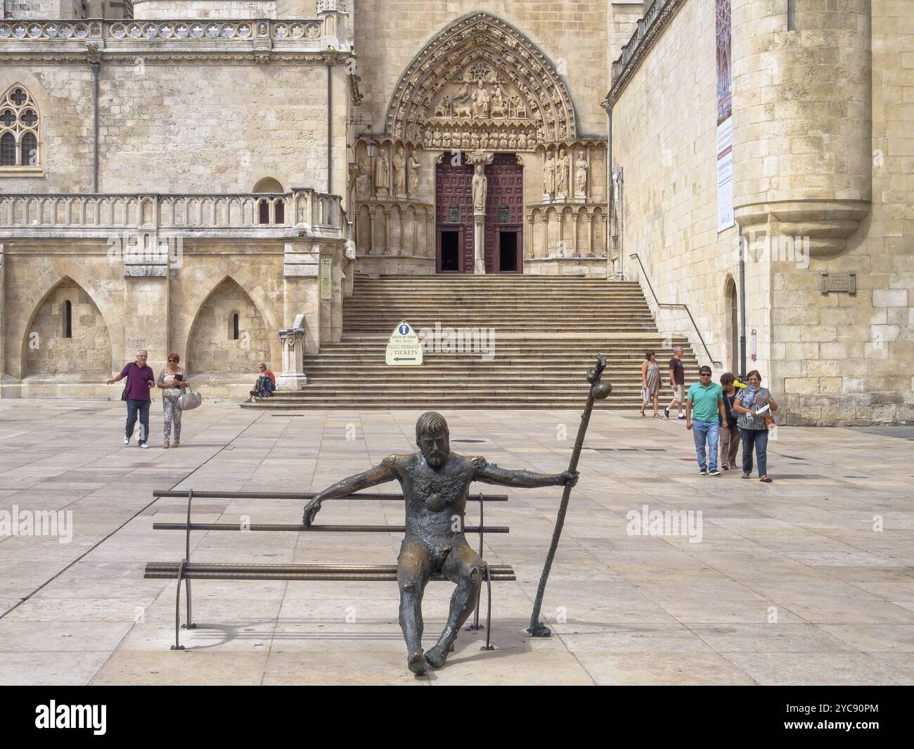 Tired pilgrim statue of Teodoro Antonio Ruiz in front of the South ...