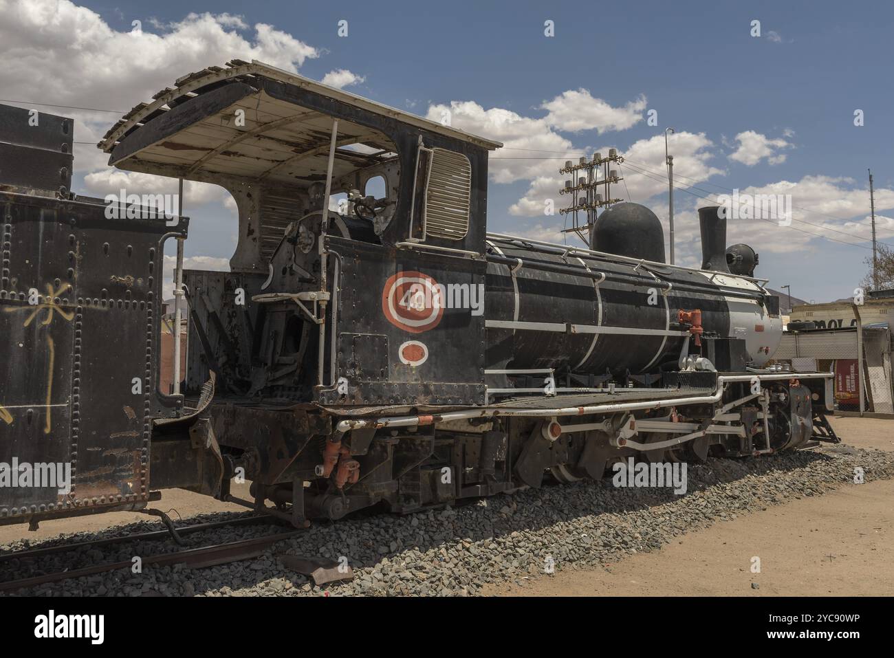 Old steam locomotive at the station of Usakos, Erongo, Namibia, Africa ...