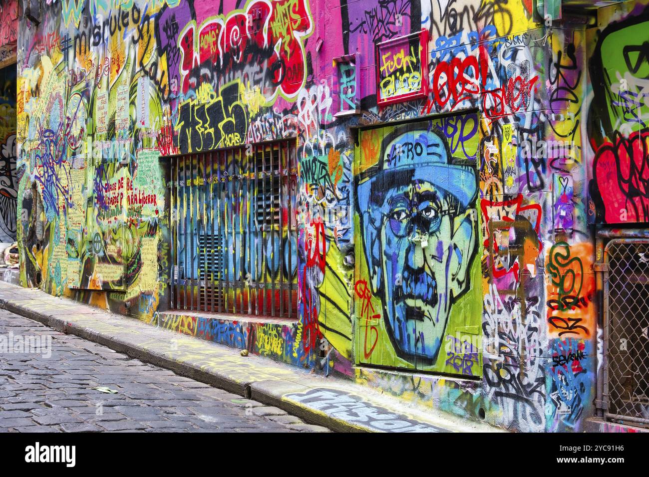 Colourful street art on Hosier Lane, Melbourne, Victoria, Australia ...