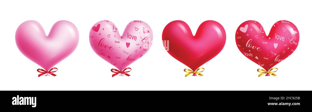 Valentine's hearts balloon vector set design. Valentine heart balloons ...