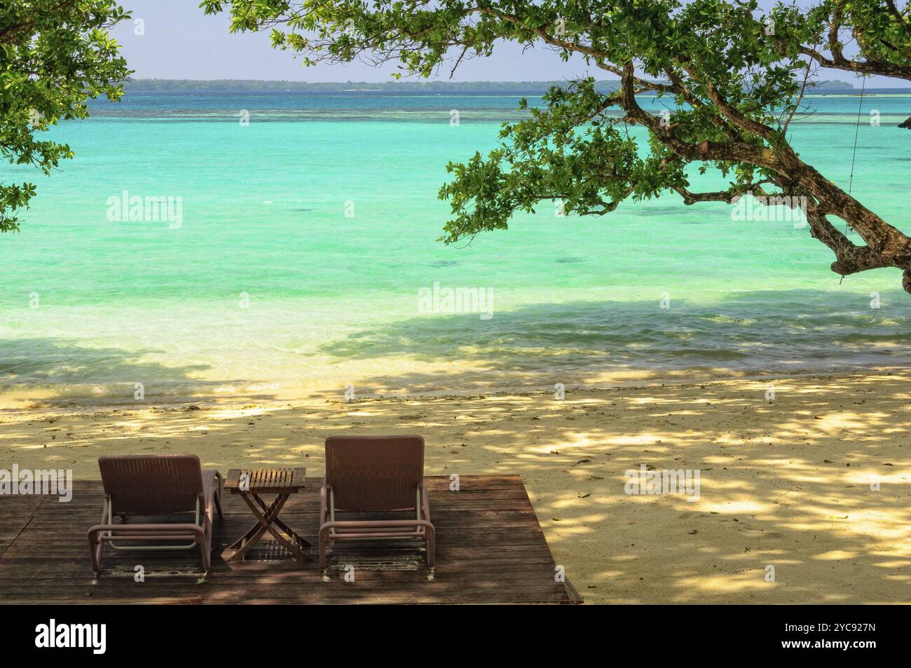 Beautiful secluded sandy beach, Espiritu Santo, Vanuatu, Oceania Stock ...