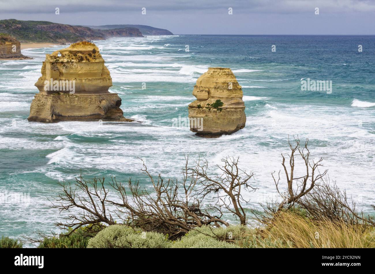Two huge offshore limestone stacks of the Twelve Apostles, Port ...
