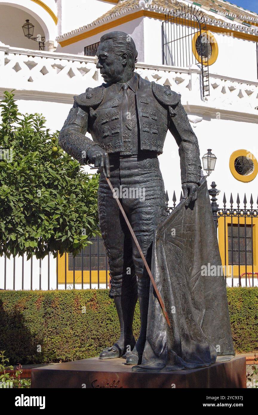 The statue of Curro Romero, a famous torero from Seville, in front of ...