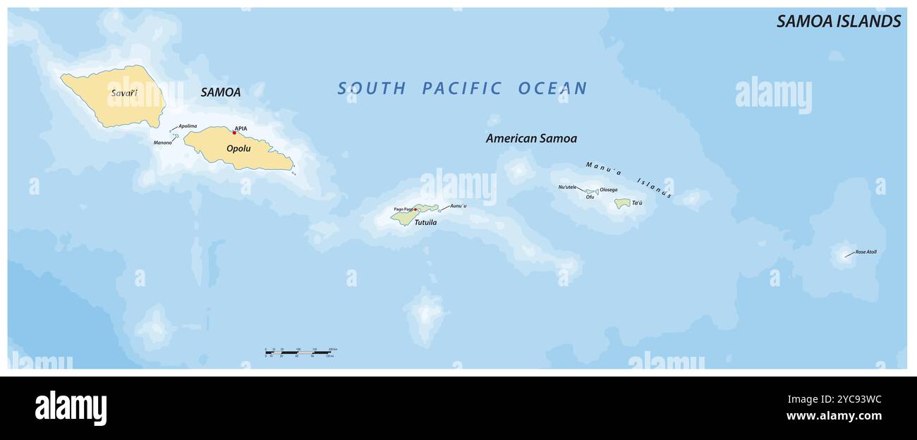 Vector map of the Polynesian Archipelago of the Samoa Islands, Samoa ...