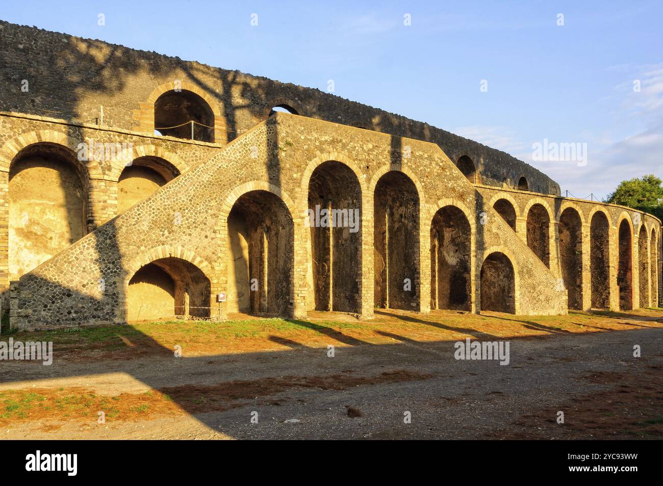External stairway of the oldest known amphitheatre, Pompeii, Campania ...