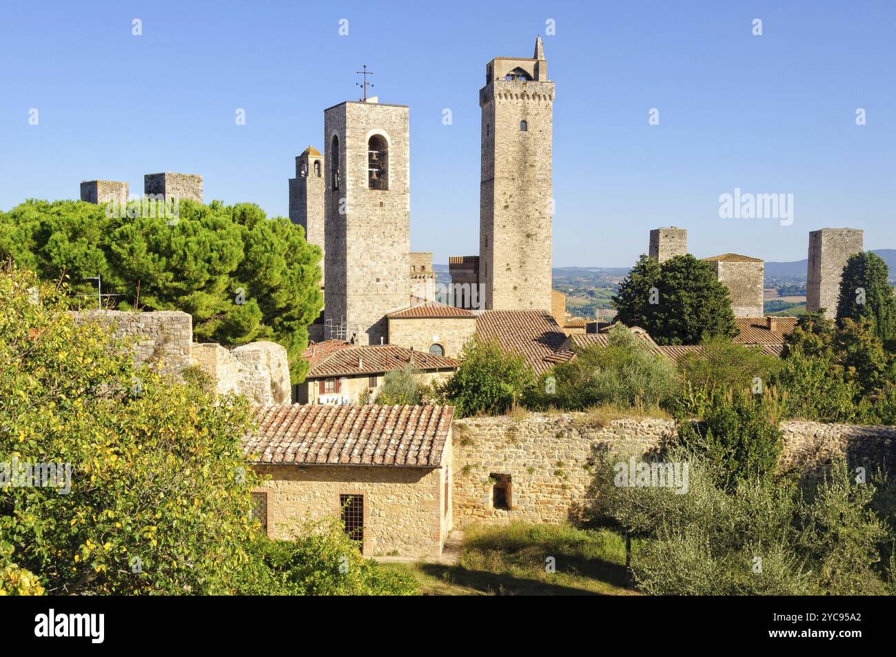 Some of the famous tower houses of San Gimignano as seen from the ...