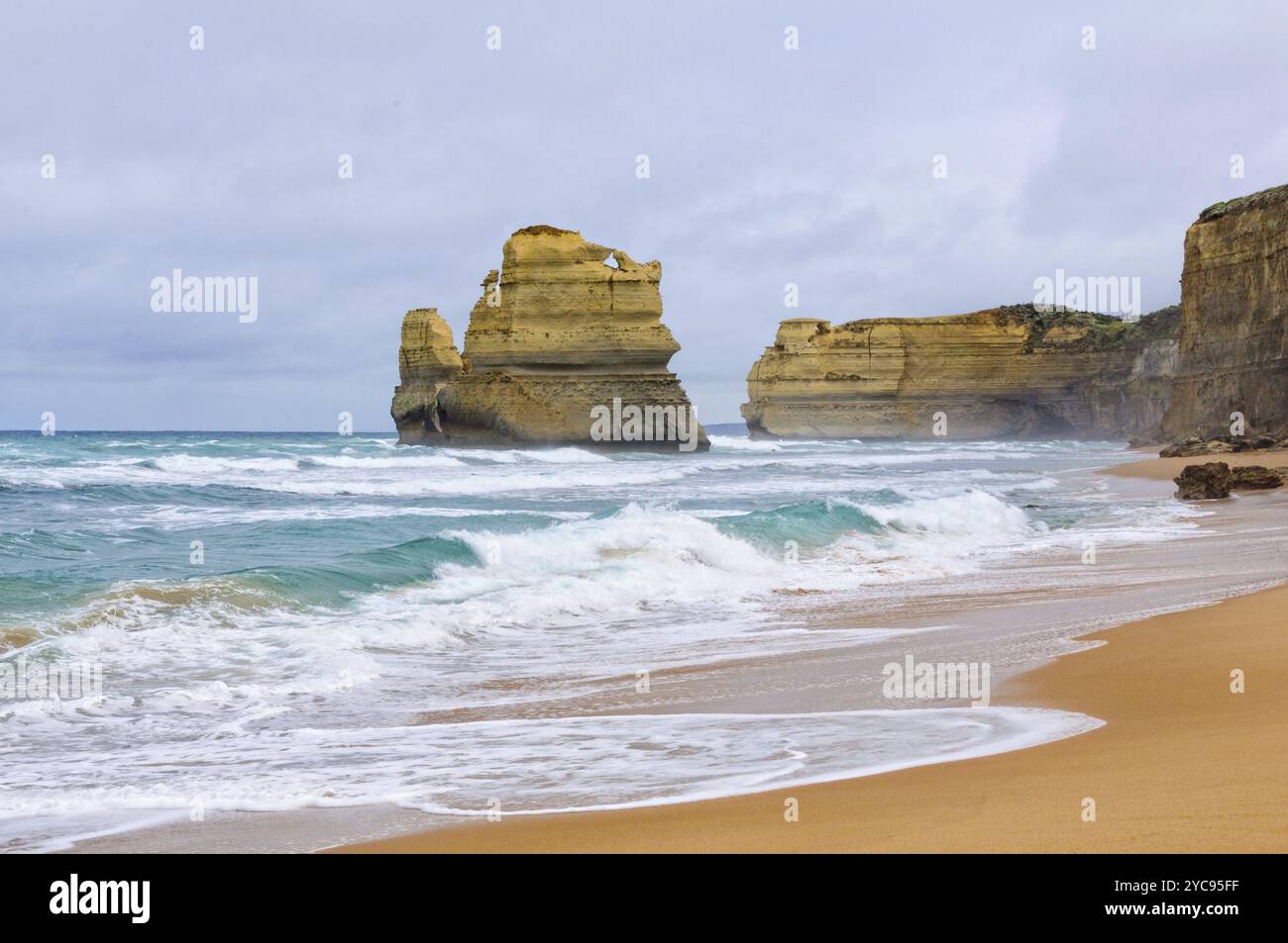An enourmous offshore limestone stack and 70-metre high cliffs at ...