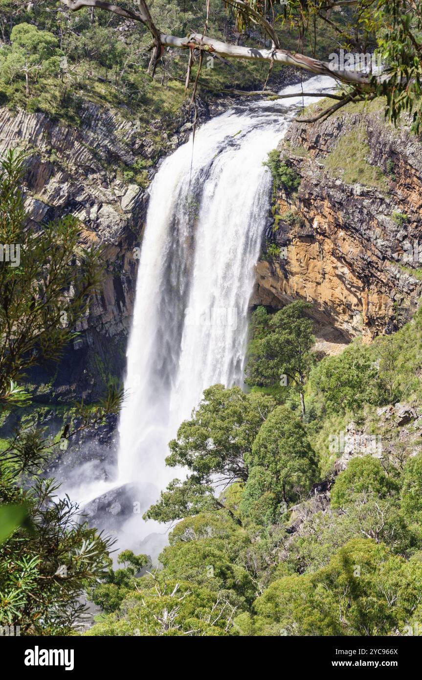 Lower Ebor Falls on the Guy Fawkes River plunges into the gorge ...
