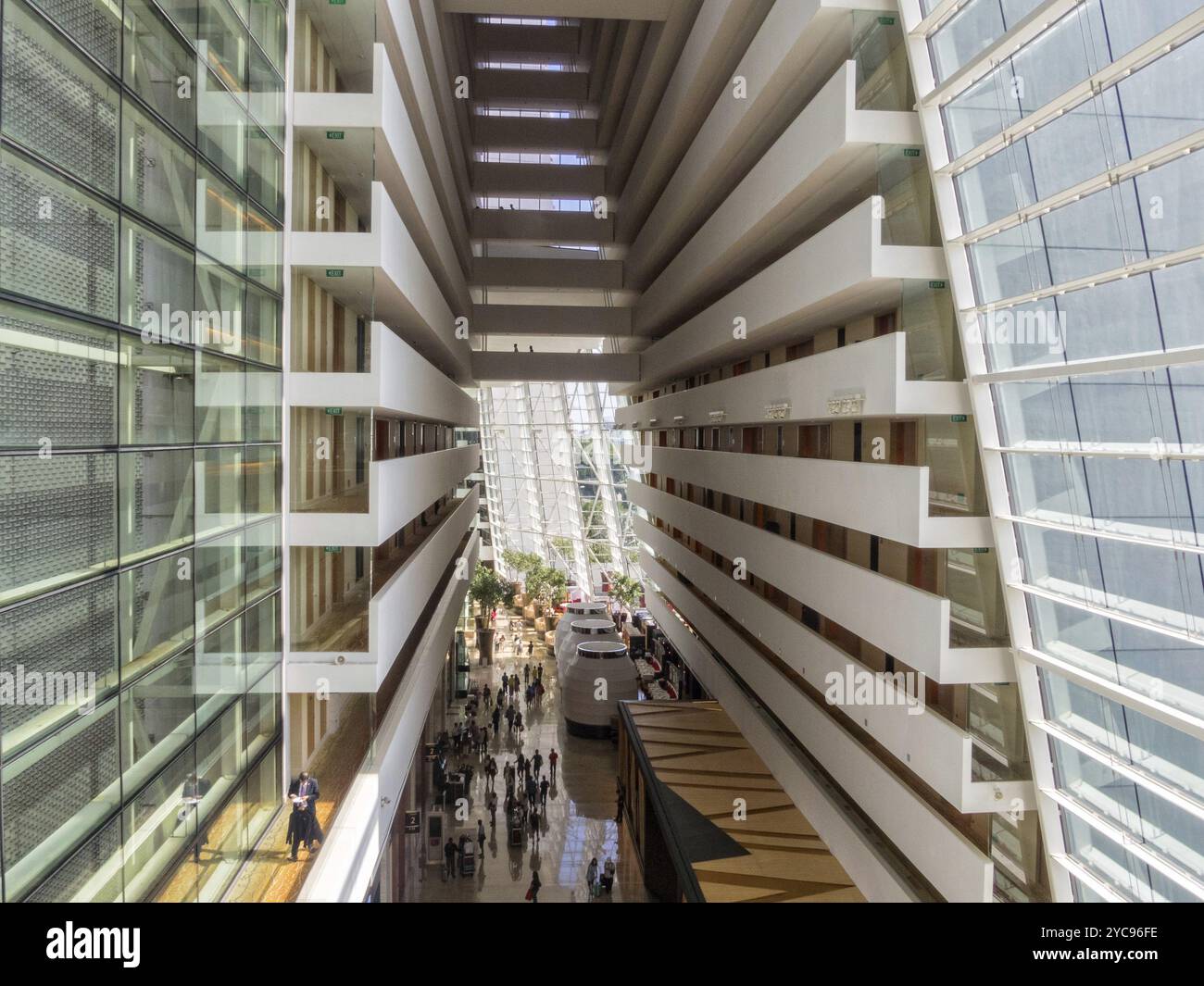 Inside one of the three hotel towers of Marina Bay Sands, Singapore ...