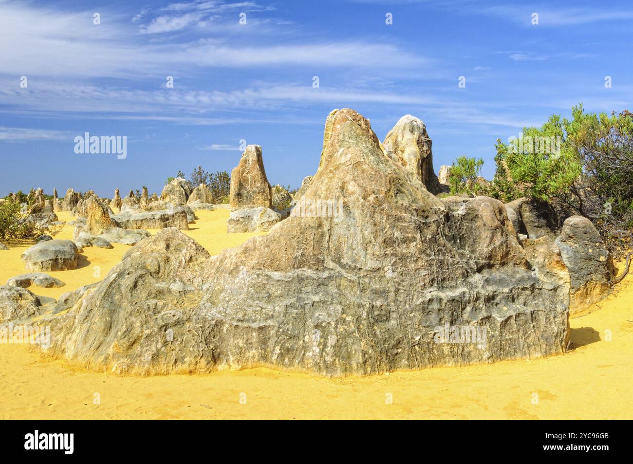 Limestone pillars in the Pinnacles Desert of the Nambung National Park ...