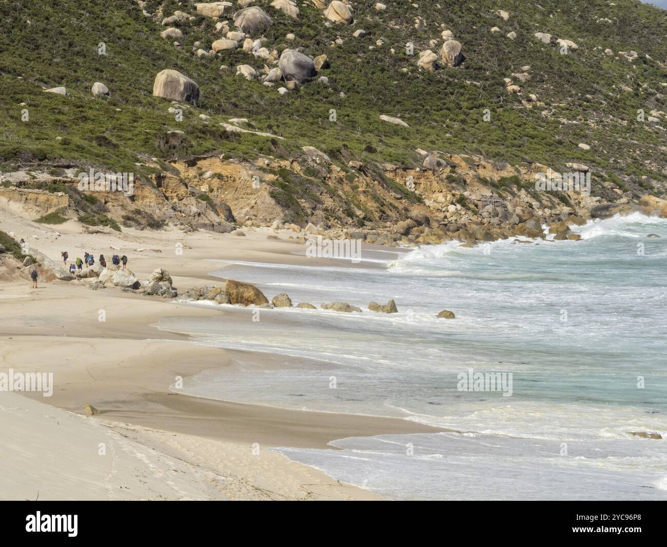 Group of hikers on the Little Oberon Bay Beach, Wilsons Promontory ...