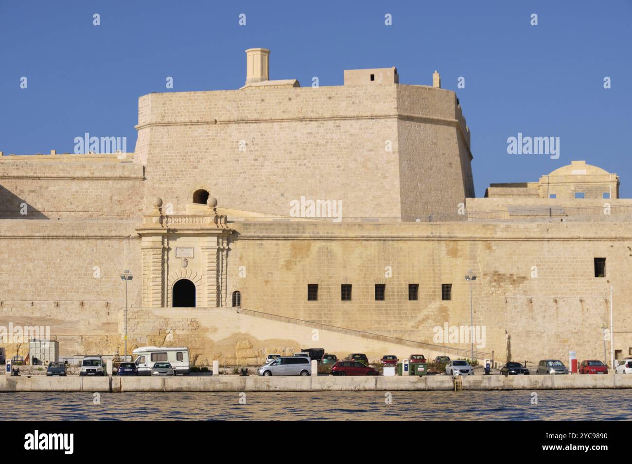 Fortified walls and the Main Gate of Fort St. Angelo photographed from ...