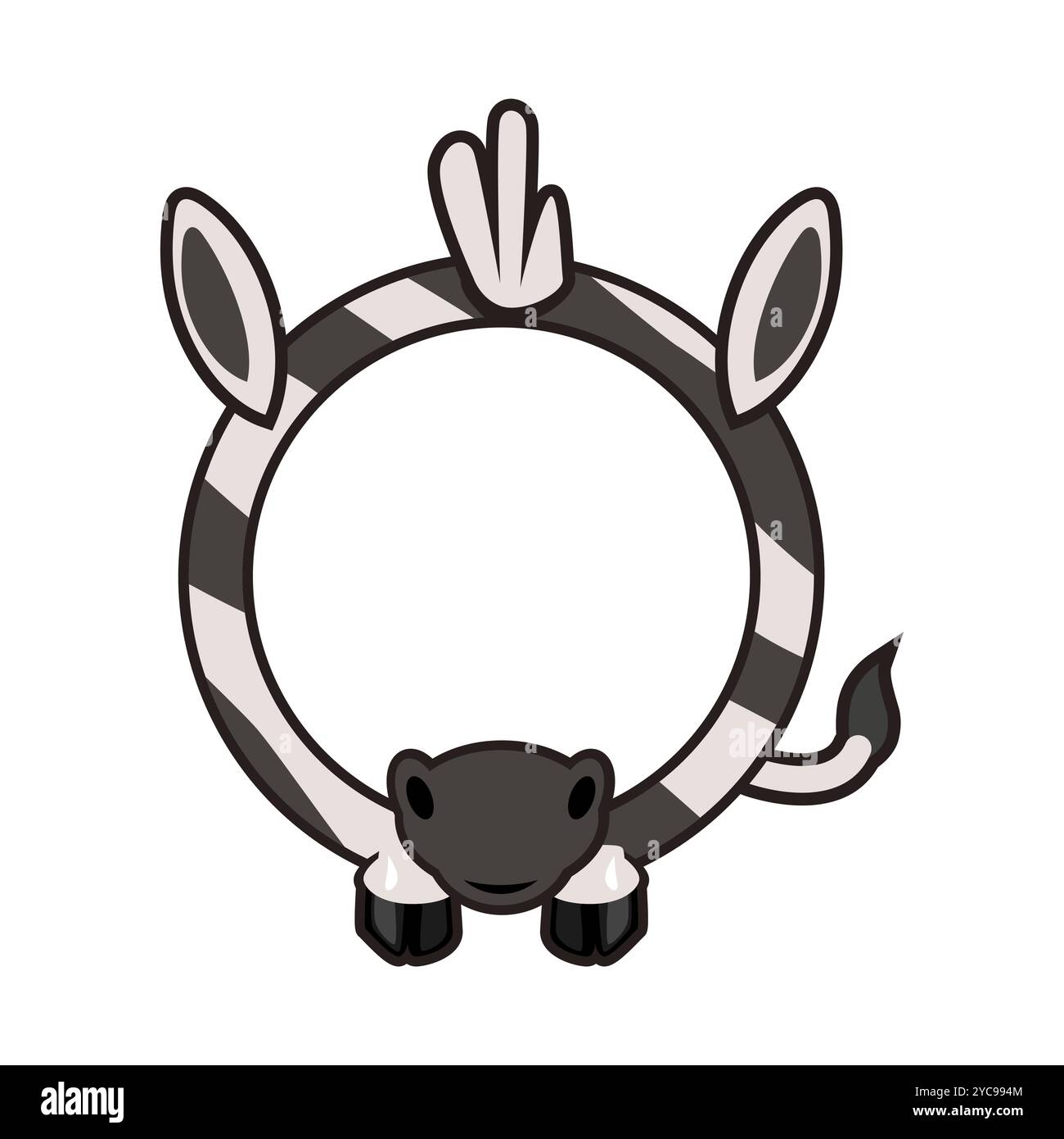 Cute circle Zebra frame. Cartoon avatar for UI games. Empty animal ...