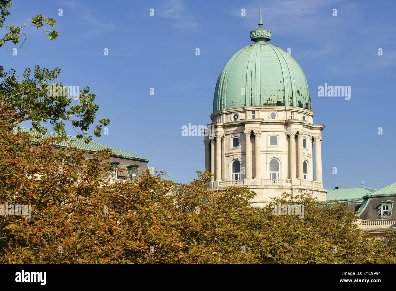 Neoclassical dome of the Royal Palace in Buda Castle, Budapest, Hungary ...