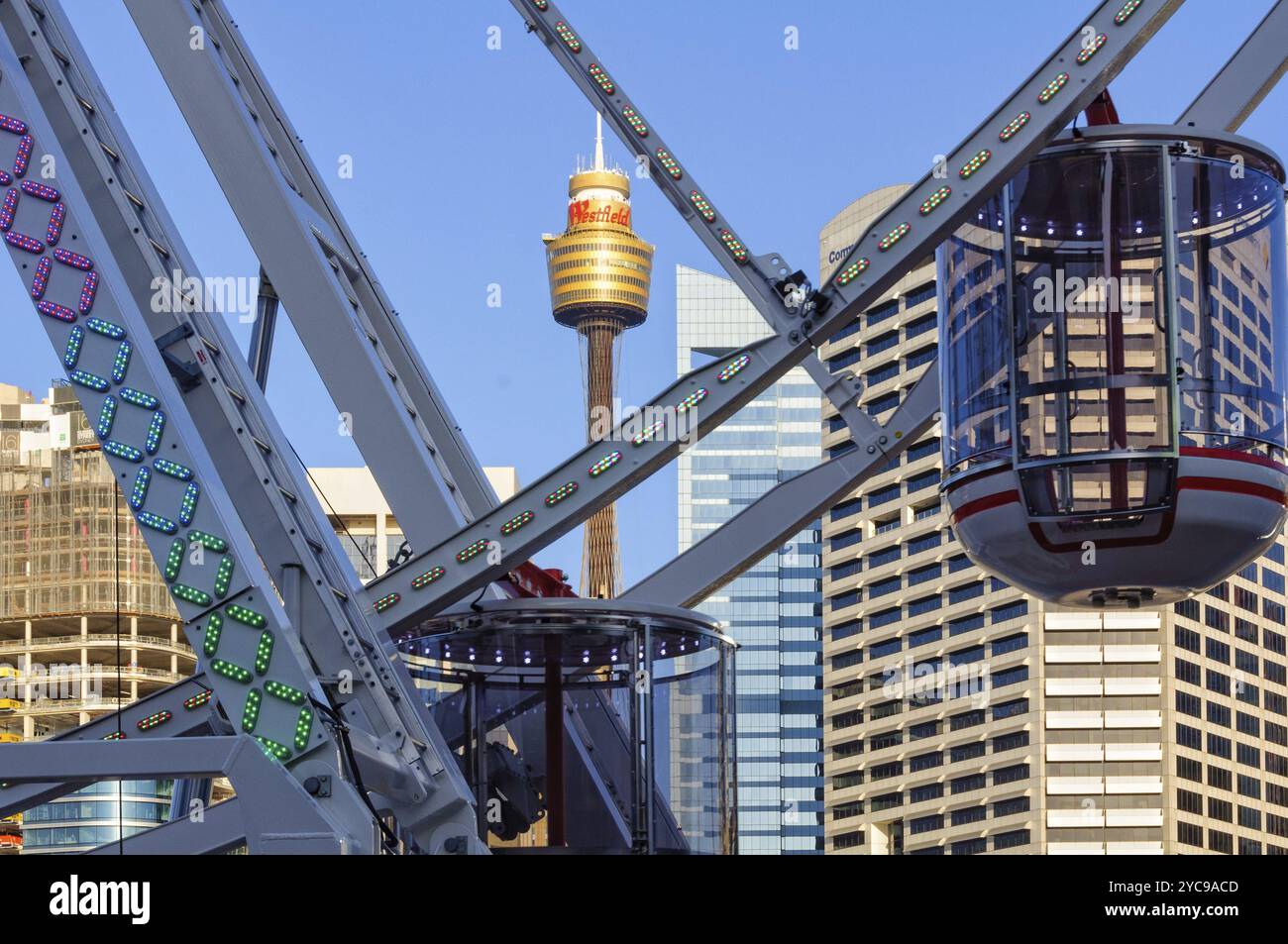 The Darling Harbour Ferris Wheel and the Sydney Tower, Sydney, NSW ...