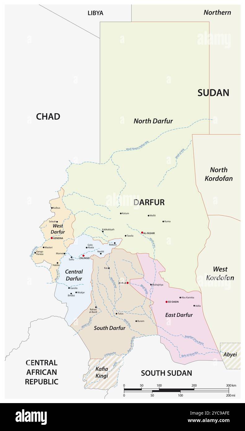 Vector map of western Sudanese region of Darfur Stock Photo - Alamy