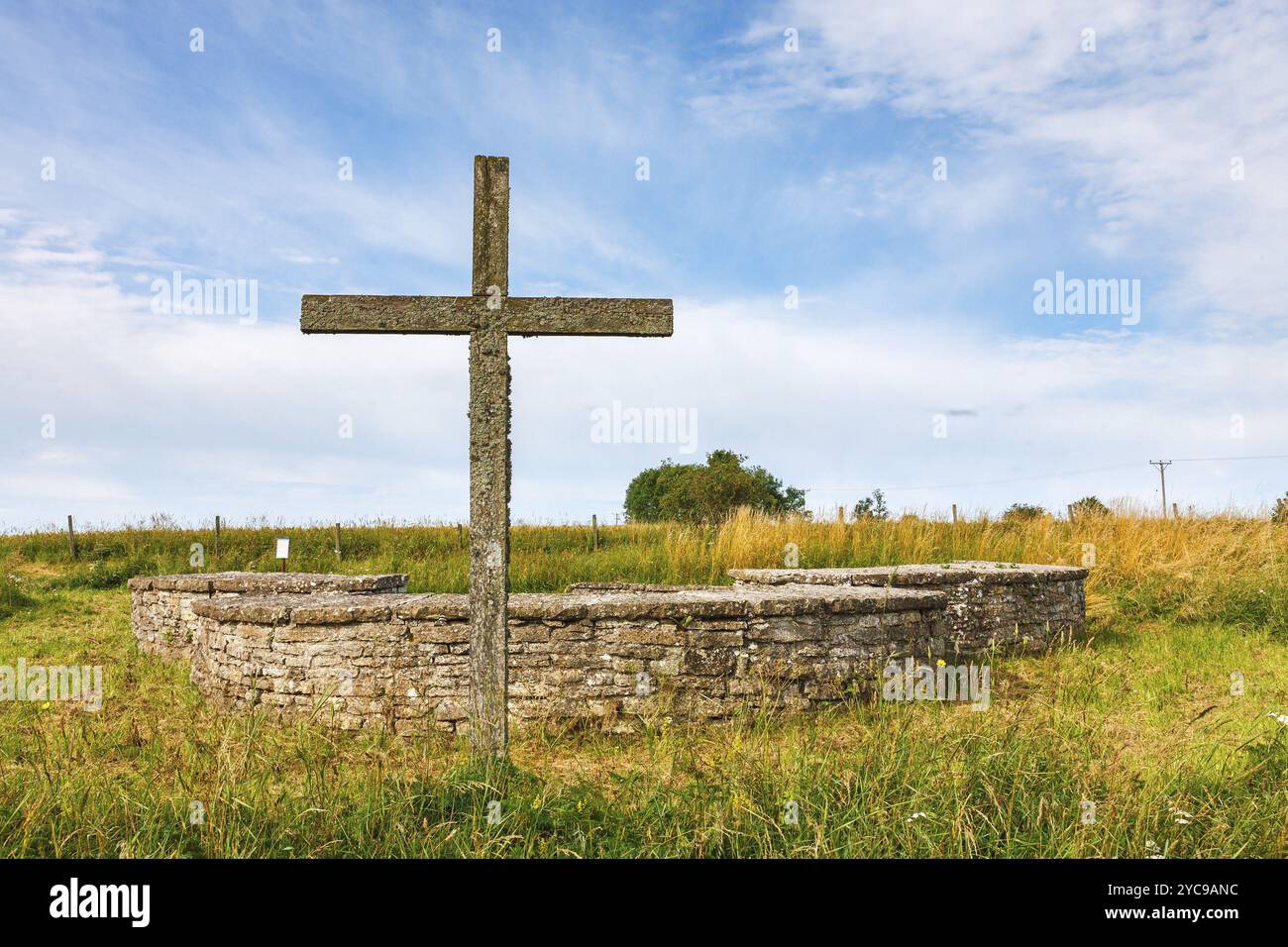 Old church ruin with a cross Stock Photo - Alamy
