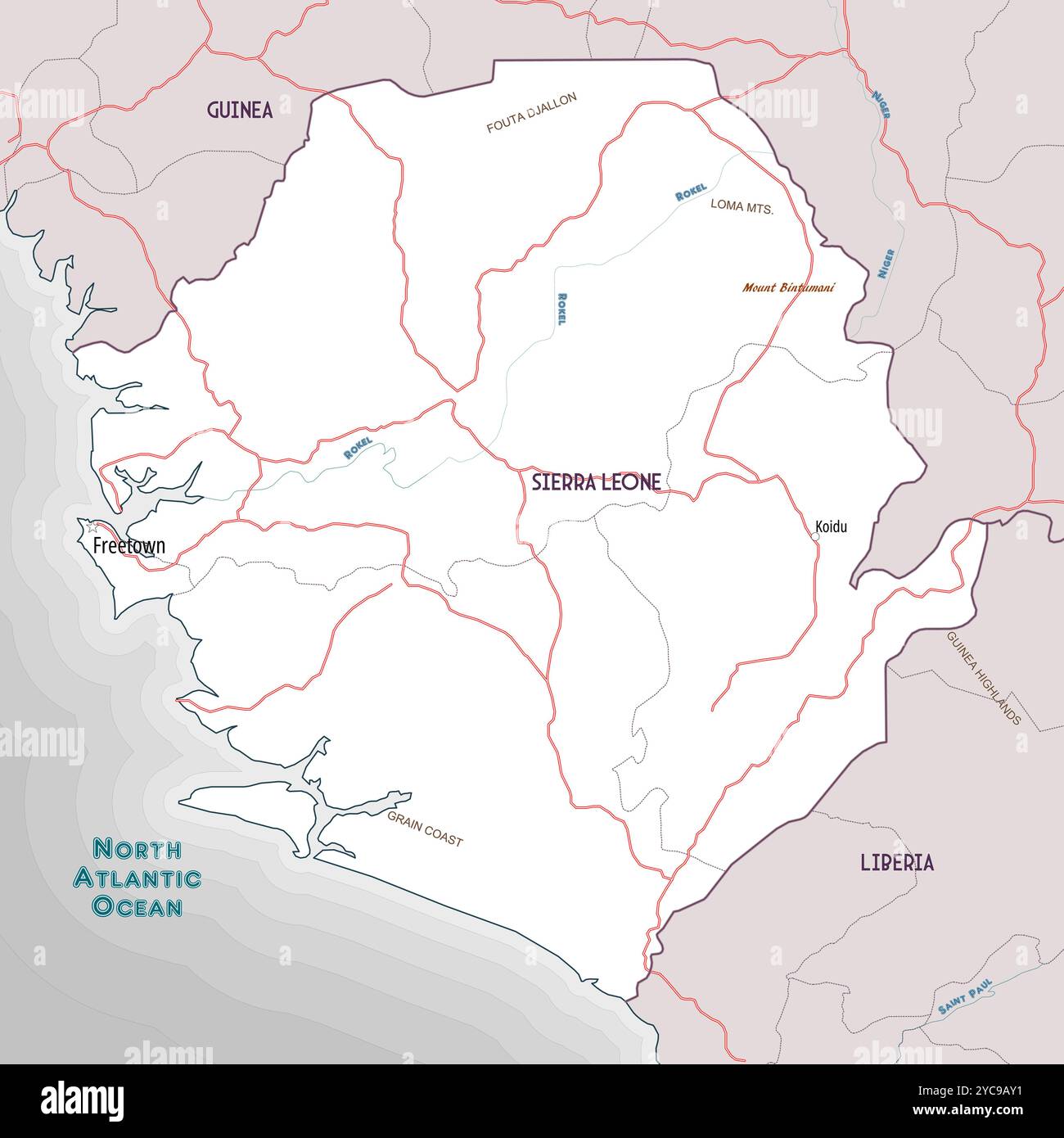 Sierra leone map simple hi-res stock photography and images - Alamy