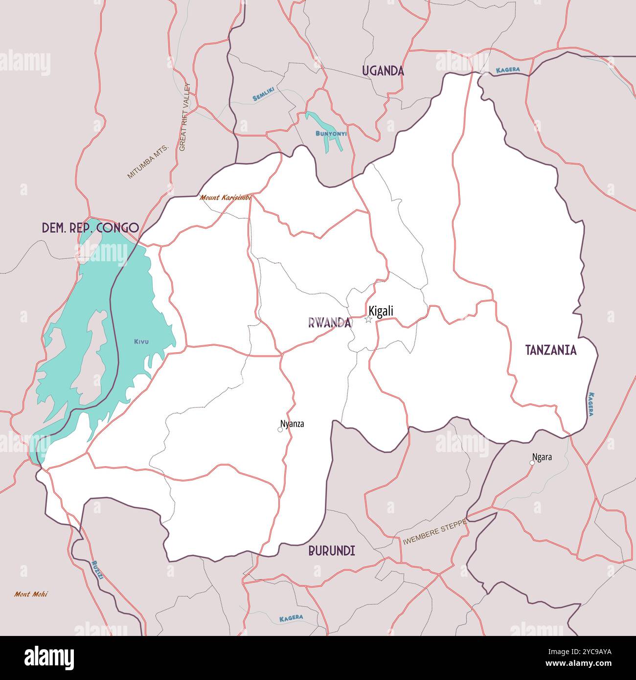 Simple outline map of Rwanda coloring page Stock Vector Image & Art - Alamy