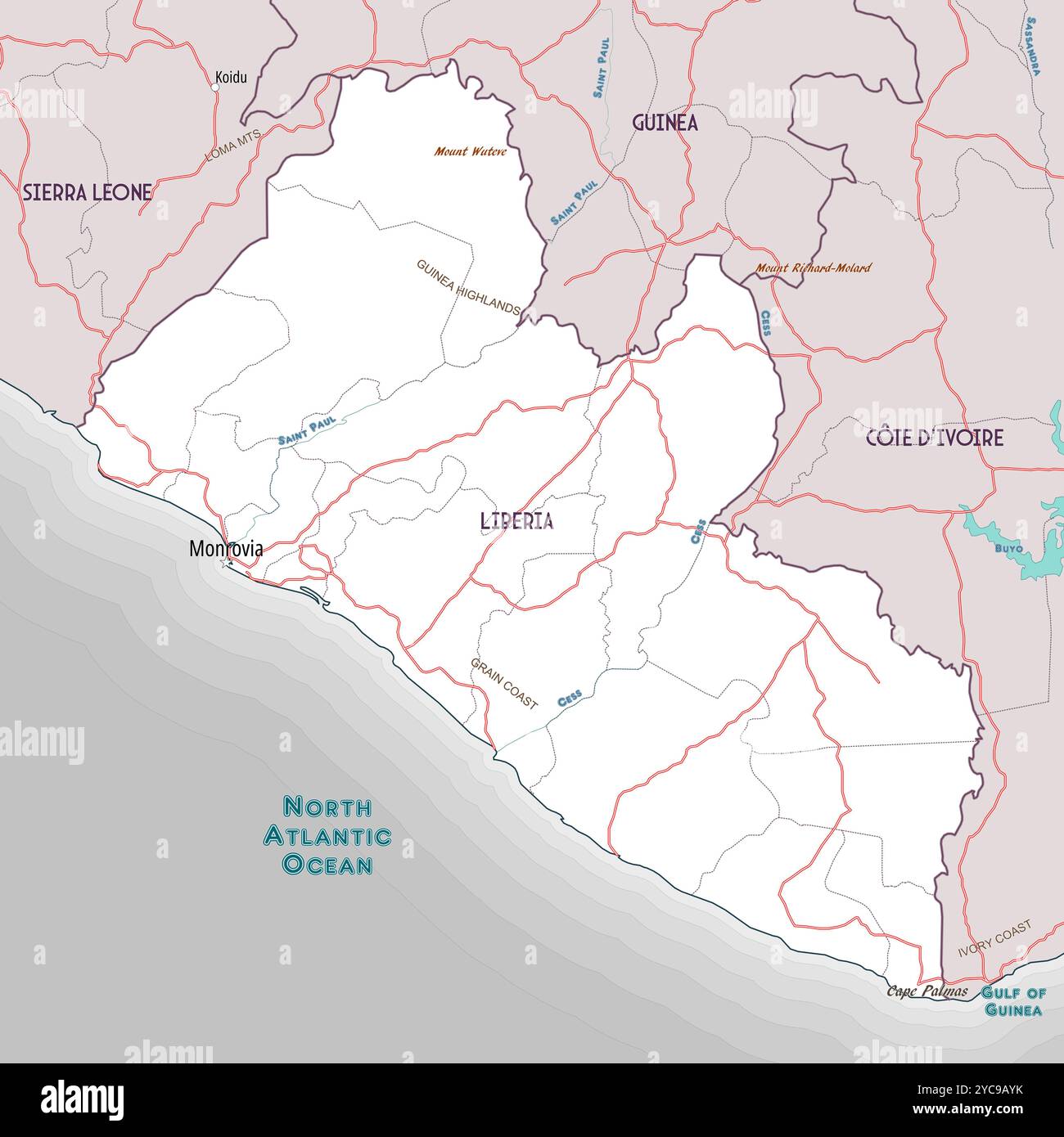 Simple outline map of Liberia coloring page Stock Vector Image & Art ...