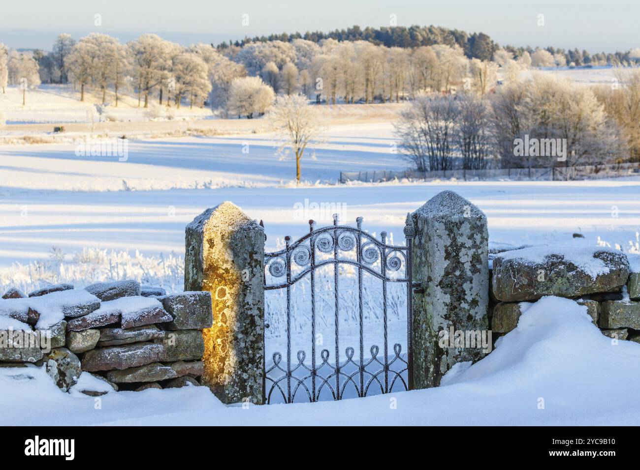 Wrought iron gates in snow hi-res stock photography and images - Alamy