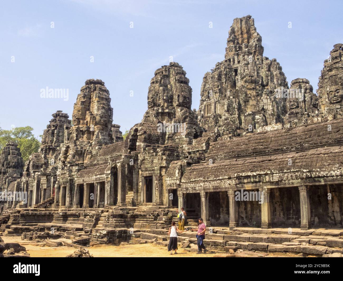 Temple of the mysterious stone face towers at Angkor Thom, Siem Reap ...