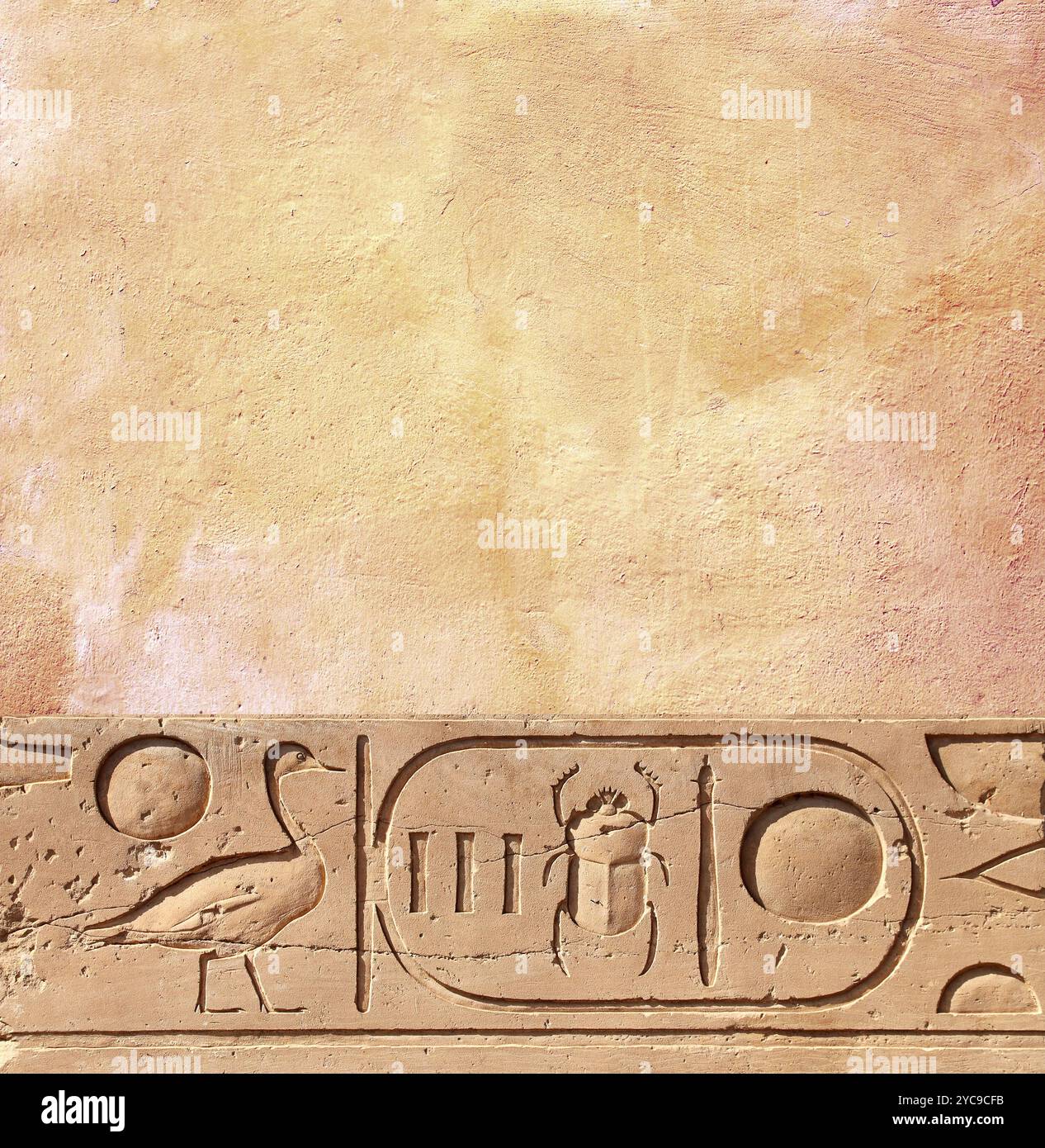 Vertical background with ancient Egyptian hieroglyphs on stone wall ...