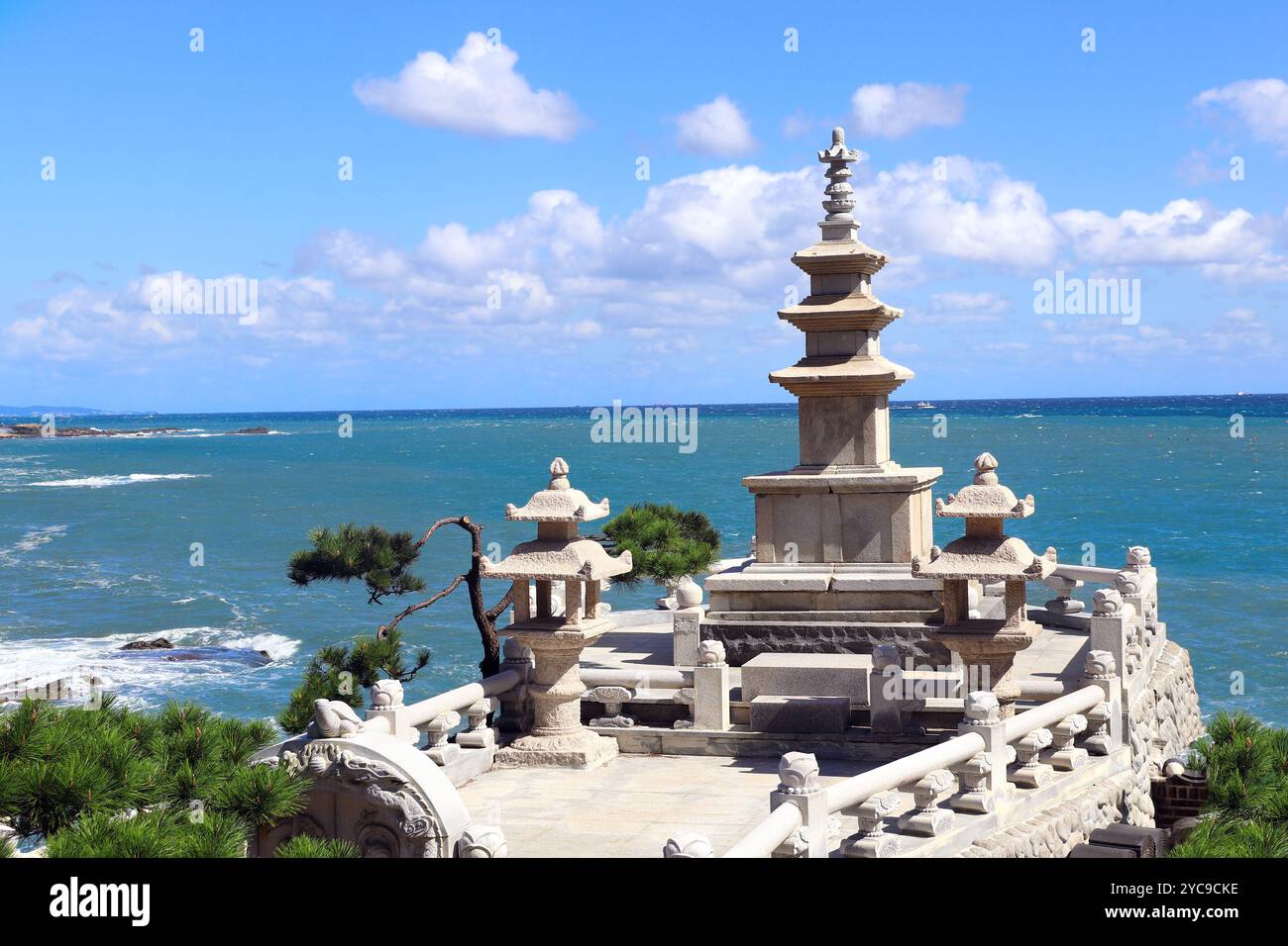 Famous Three-story pagoda on a rocky seashore, Haedong Yonggungsa ...