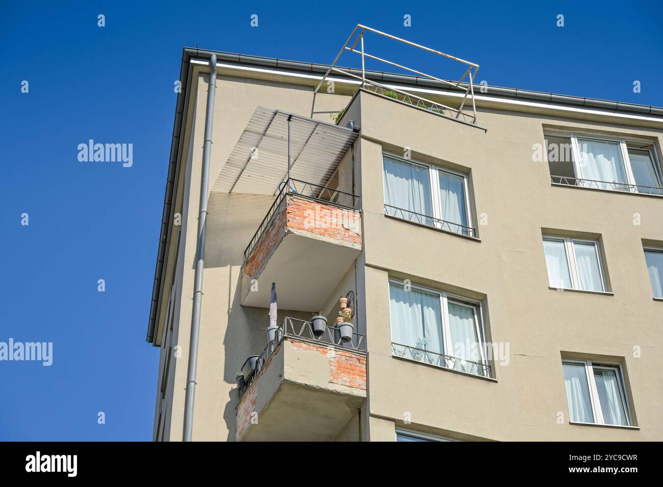 Defective new building, residential building, broken balcony, Berliner ...