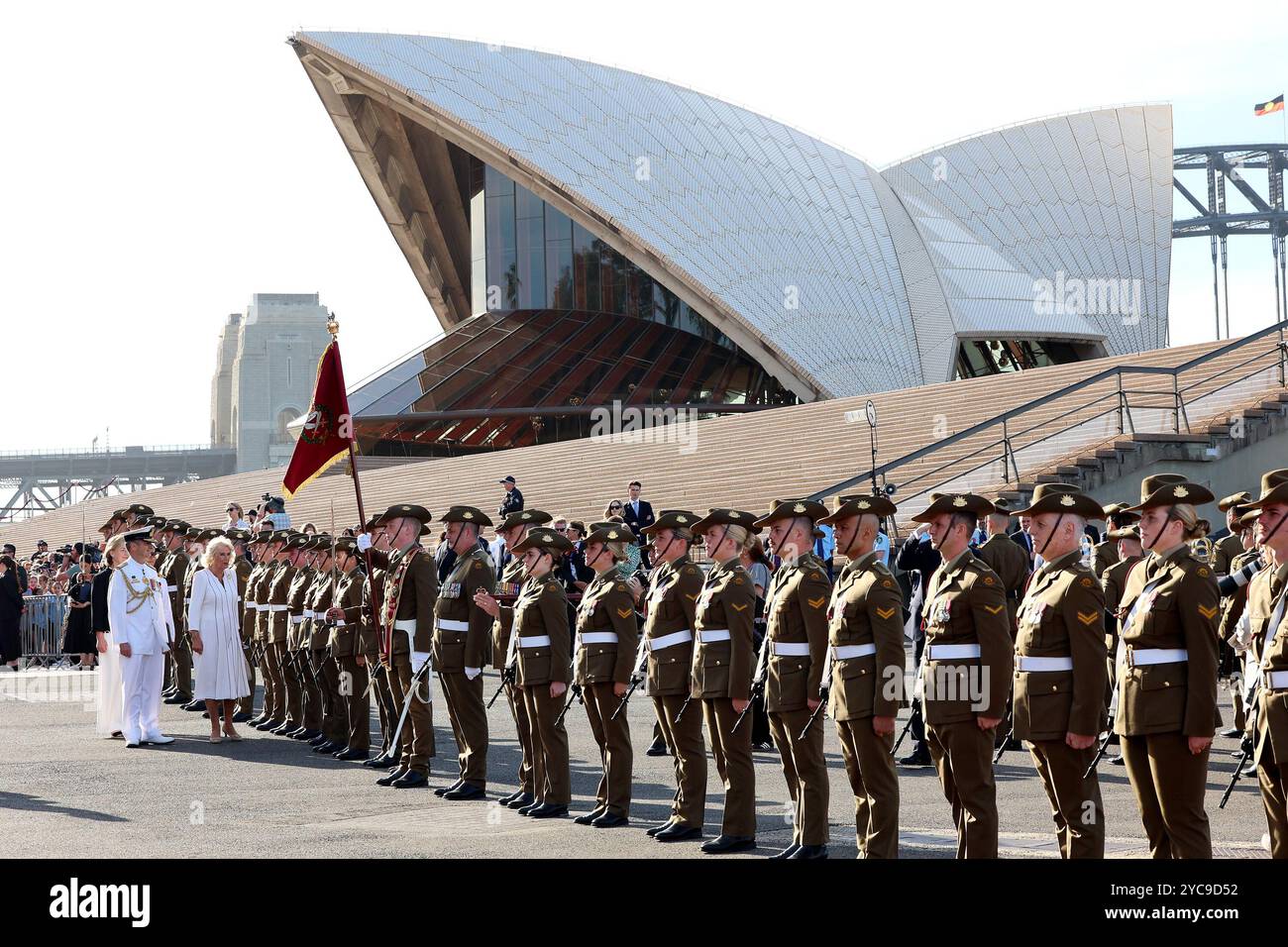 Queen Camilla and Chief of the Defence Force, Admiral David Johnston ...