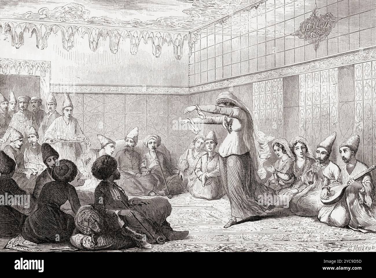 A Shamakhi dancer, Shamakhi, Azerbaijan, 19th century. From Le Tour du ...