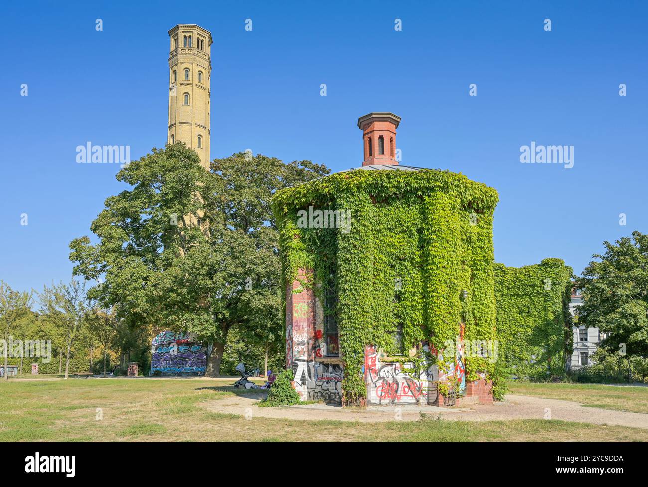 Riser tower, machine house, Park am Wasserturmplatz, Prenzlauer Berg ...