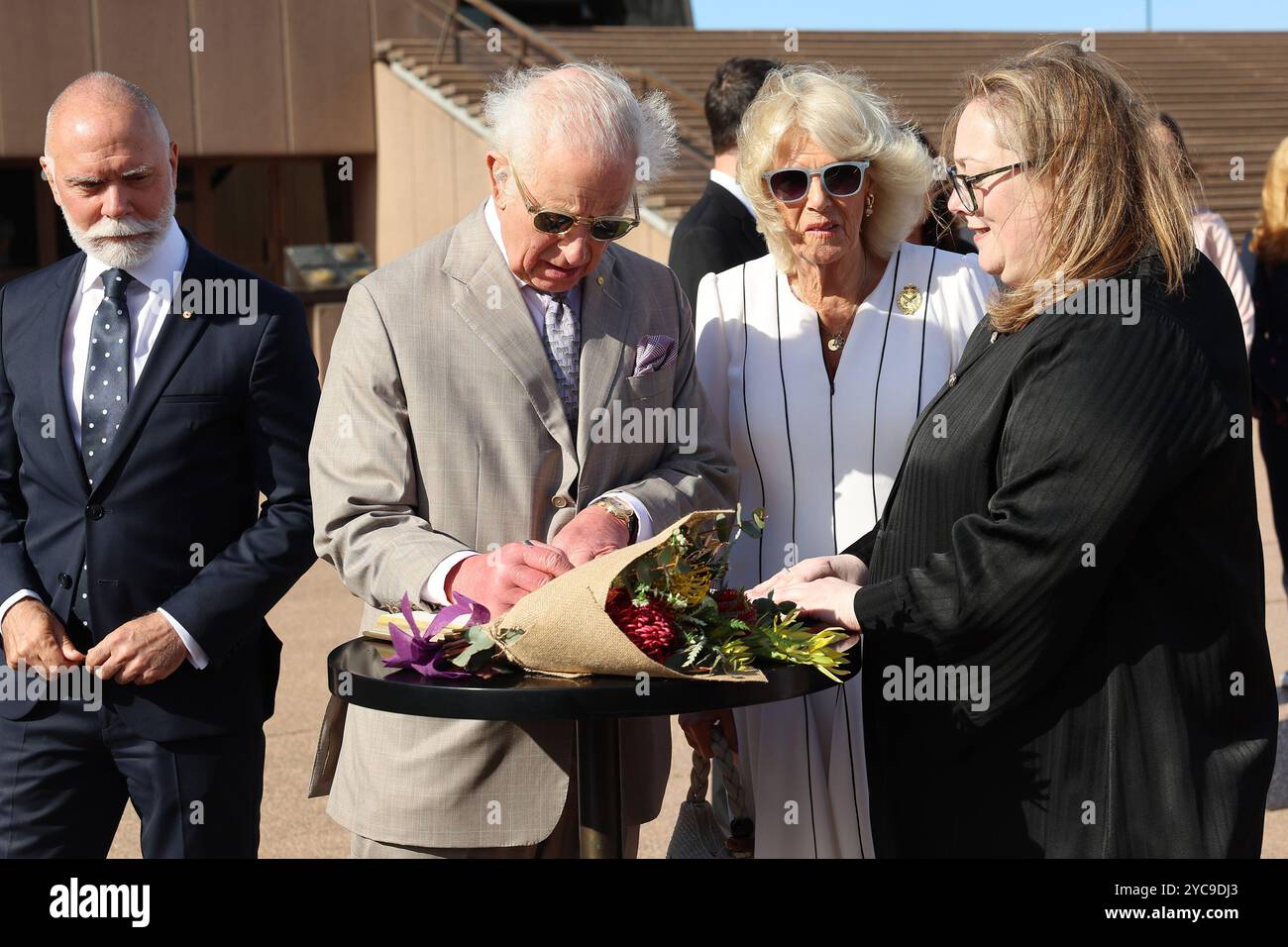 King Charles III and Queen Camilla with acting CEO of the Sydney Opera ...