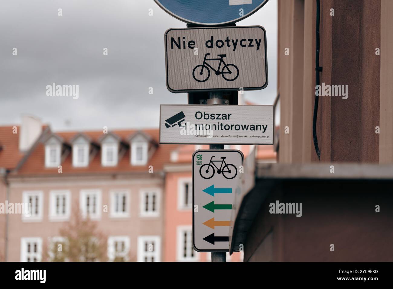 Poznan - Traffic bicycle city signs, monitoring, parking - editorial ...