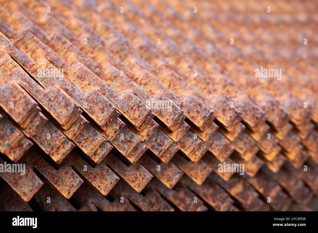 Perforated rusty metal floor sheet stamping plates texture closeup ...