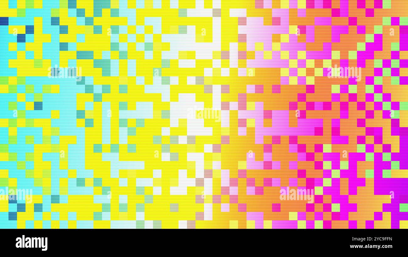 Abstract rainbow noise square pixel texture video screen Tv pattern ...