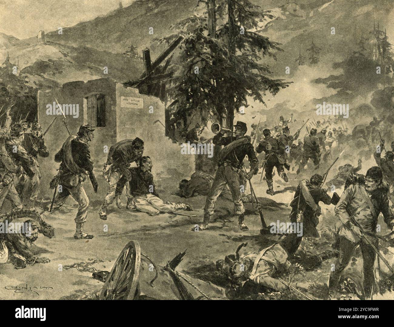 Battle of Bezzecca: Death of Colonel Giovanni Chiassi, Italy 1800s ...