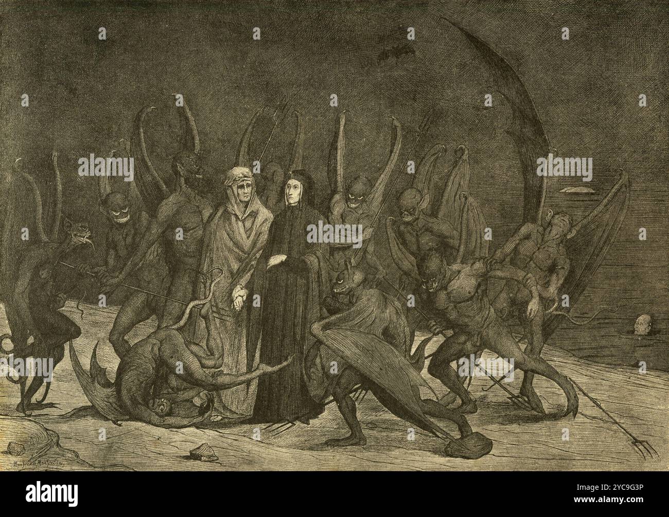 Italian poet Dante Alighieri's journey through the afterlife, Hell ...