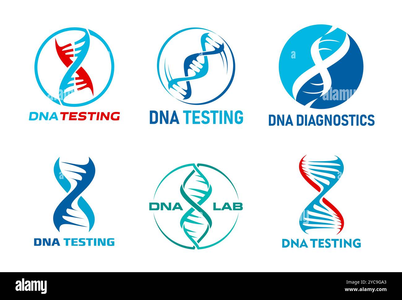 DNA helix icons, science research, gene evolution and genome technology ...