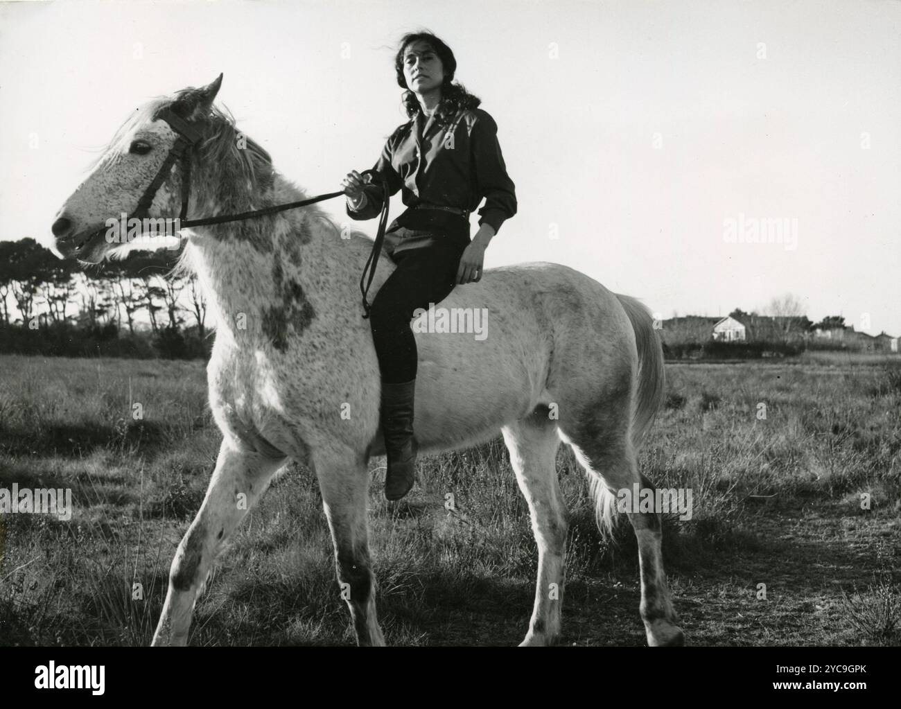 French artist Janine Canarelli riding an horse, 1962 Stock Photo - Alamy