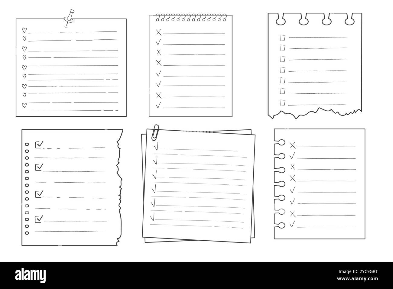 Set To do check list page doodle blank. Reminder, memo note hand drawn ...