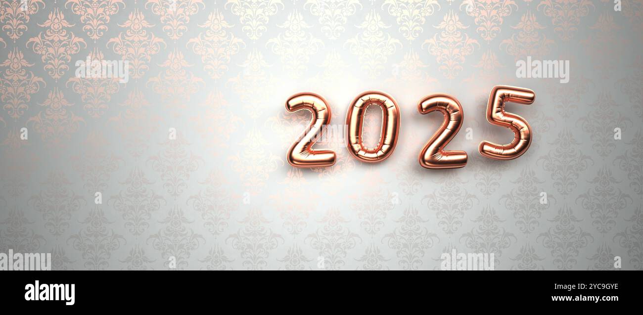 Golden Numbers 2025 Futuristic Wallpaper. 3D illustration. 3D ...