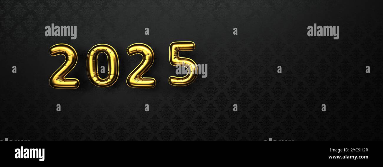 Golden Numbers 2025 Classic Wallpaper. 3D illustration. 3D illustration ...
