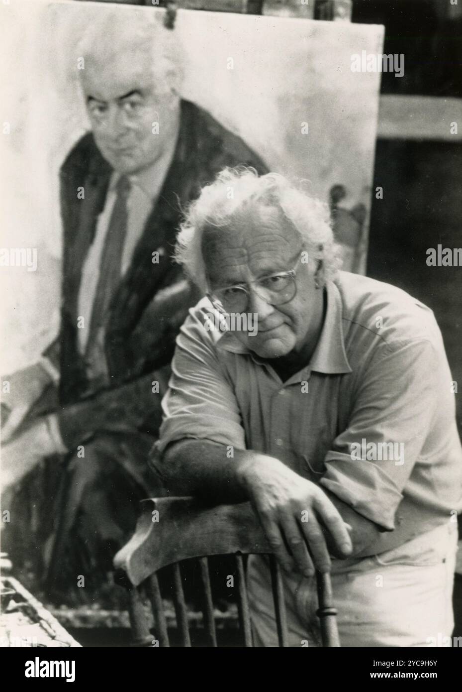 Australian artist Clifton Pugh with his portrait of Gough Whitlam ...