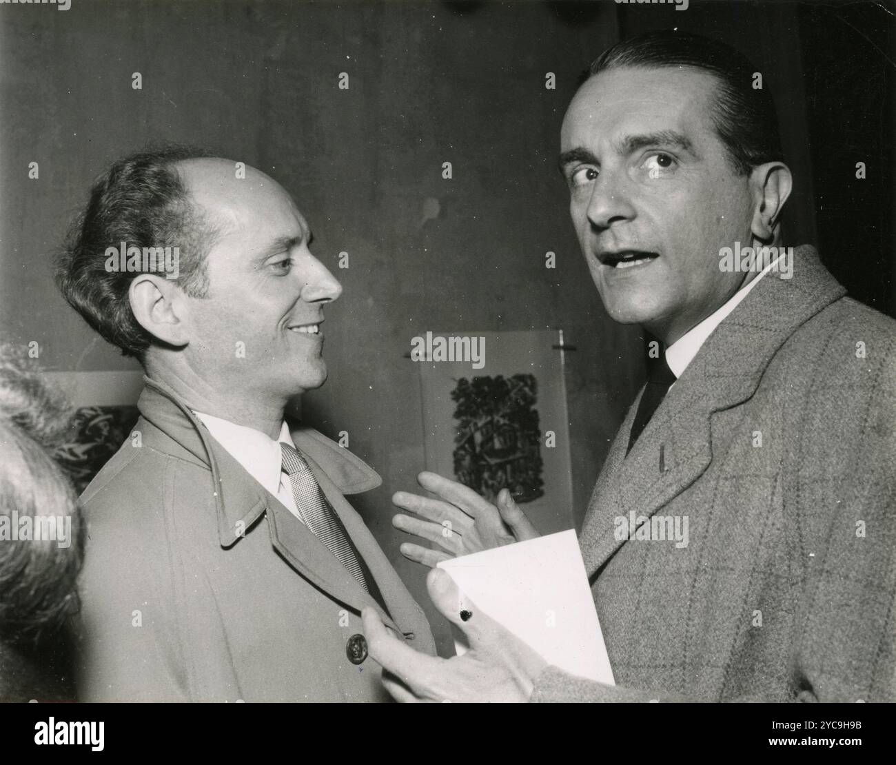 Swiss artist Aldo Patocchi (left) and Soldati at a vernissage, Paris ...