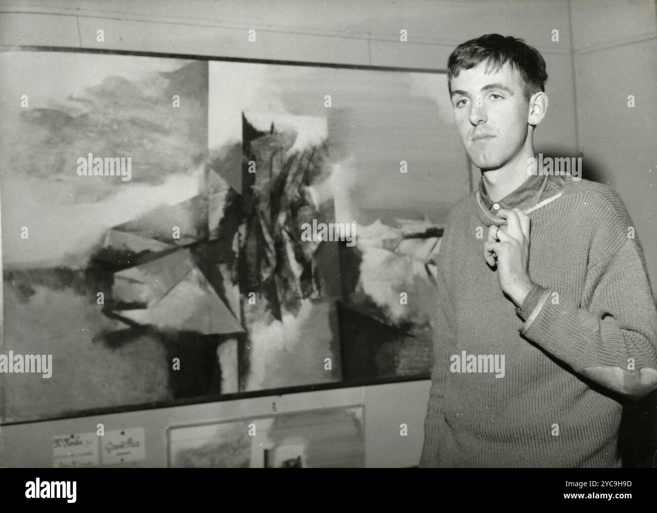 French artist Joel Mo+B24795ulin with one of his paintings at the Gran ...