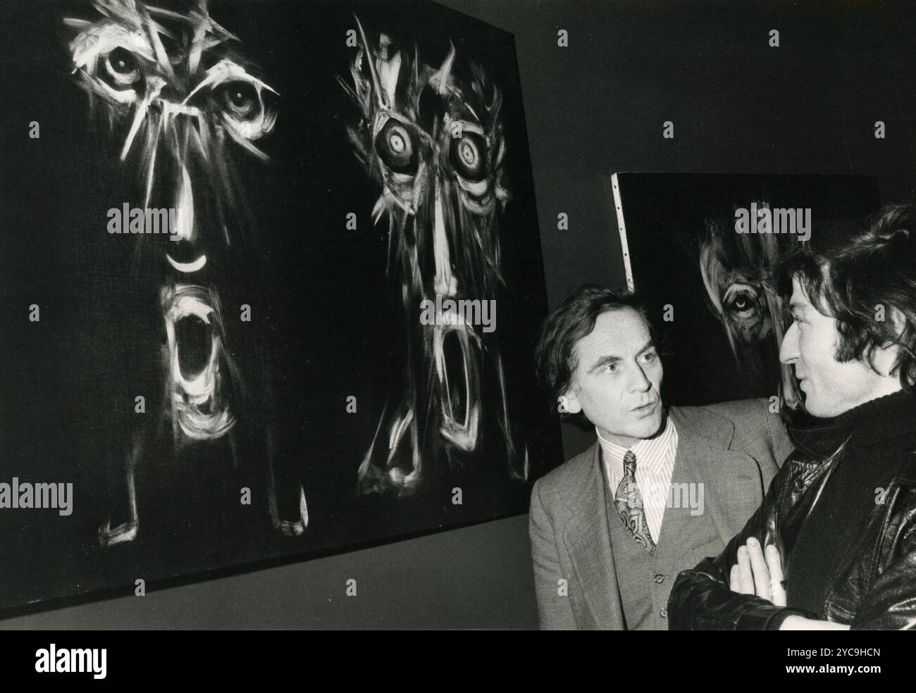 French artist Joel Moulin with Pierre Cardin (left), 1972 Stock Photo ...
