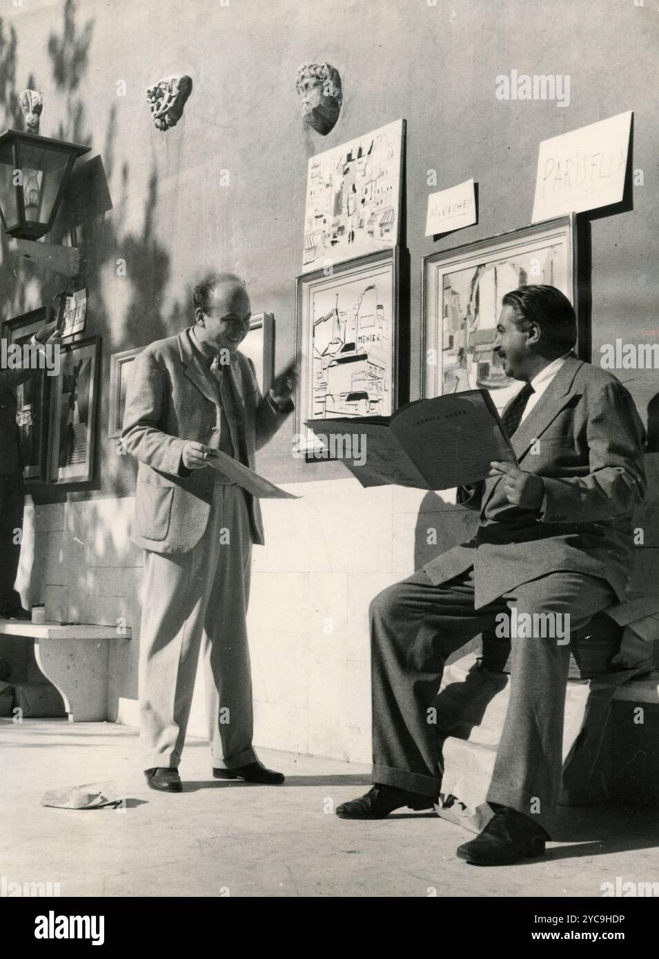 Italian painters Franco Villoresi and Sante Monachesi in Via Margutta ...