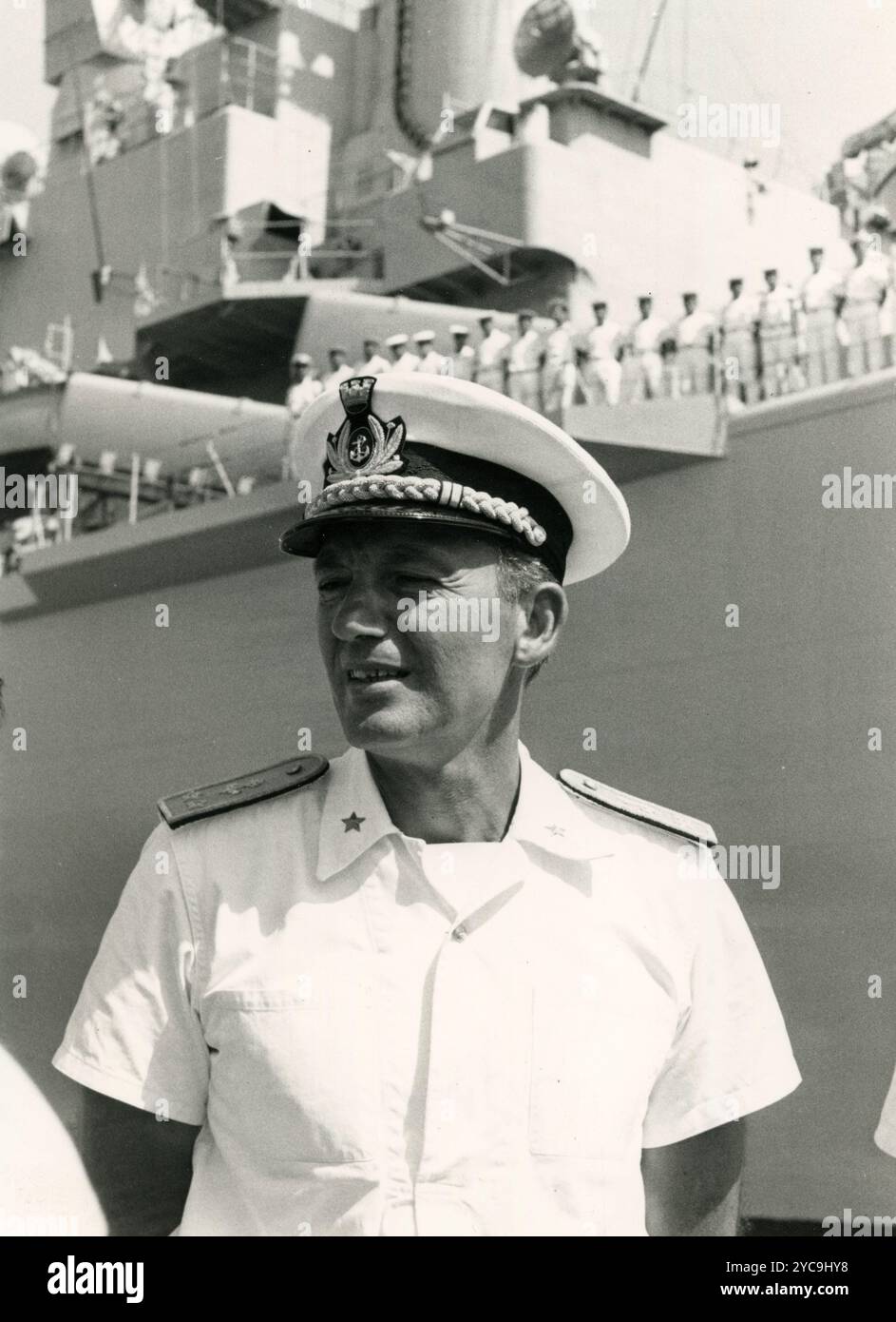 Italian Admiral Angelo Mariani before leaving for the Gulf War, Taranto ...